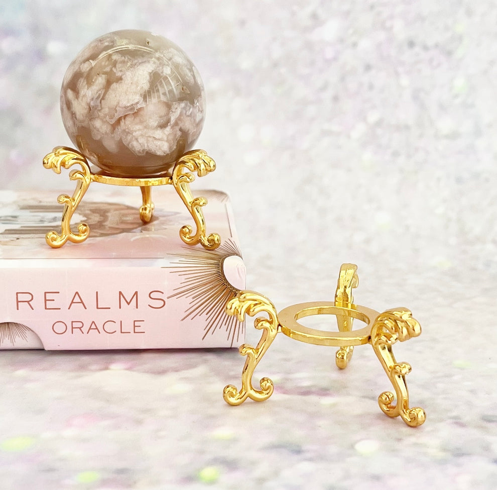 Scroll Sphere Stand - Small Gold – moonlightandmagic.com.au